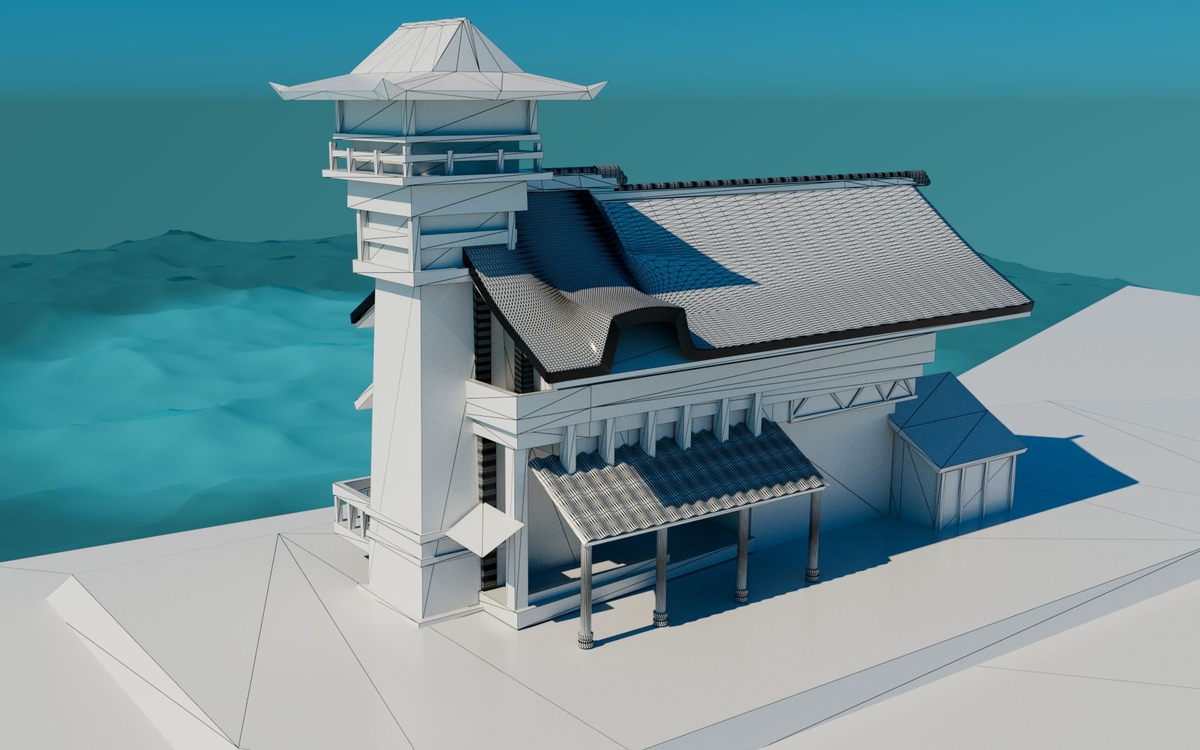 【Maya】古风场景简单渲染白模的技巧
