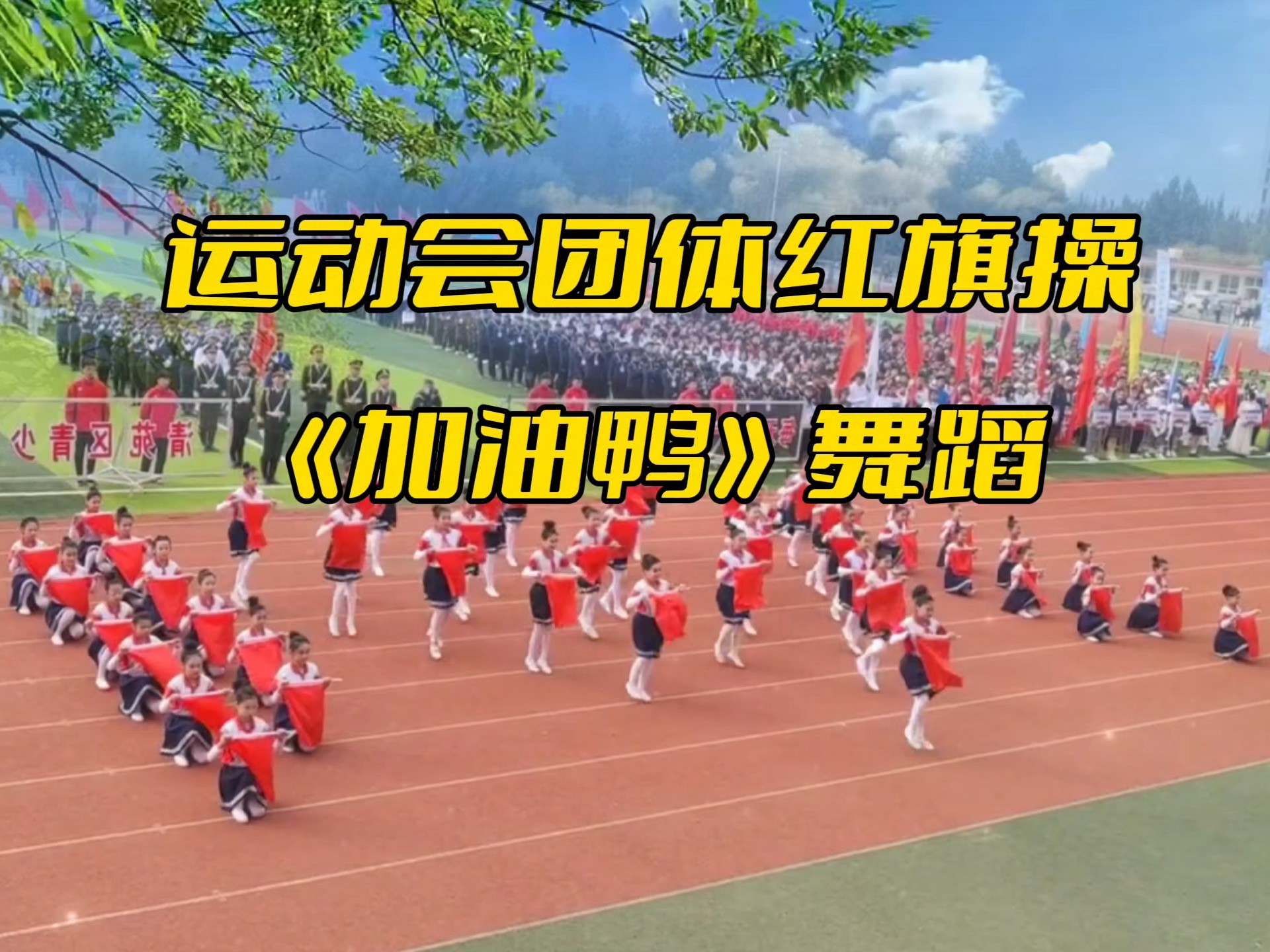 运动会团体红旗操《加油鸭》舞蹈分享,春秋季开幕式舞蹈,少儿校园...