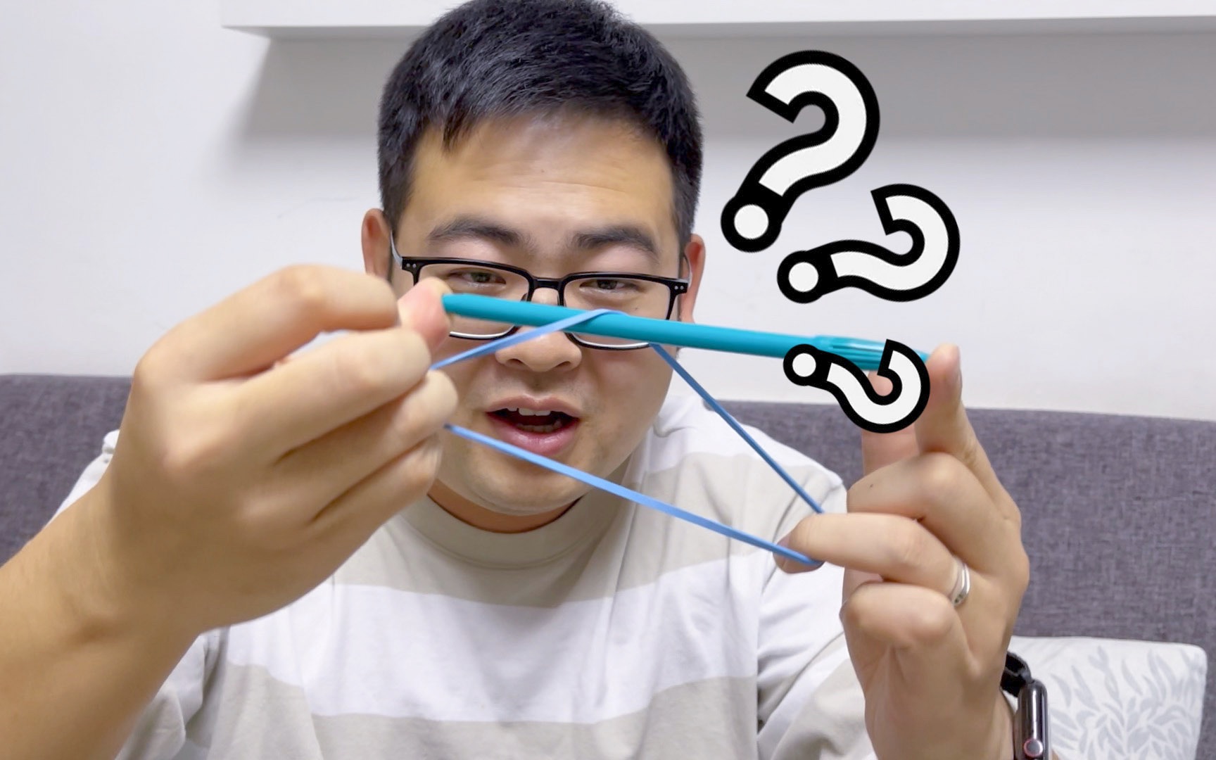 皮筋和笔的魔术|照做就能完成的魔术效果