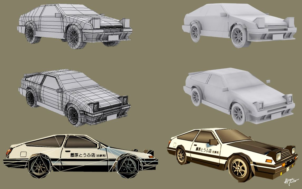 【3DMAX建模】丰田AE86神车模型制作，约一波秋名山~从零开始搭建场景道具建模，3dmax零基础布线教程
