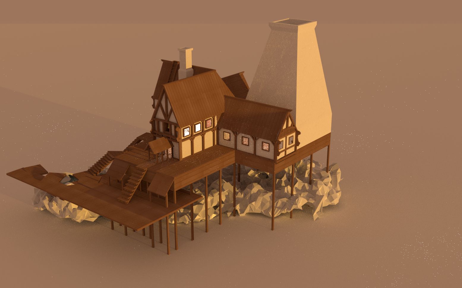 【3D建模】用blender重现krenz透视作业作品展示