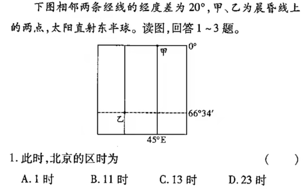 高中地理必修一【晨昏线&日界线&区时计算&昼长计算】
