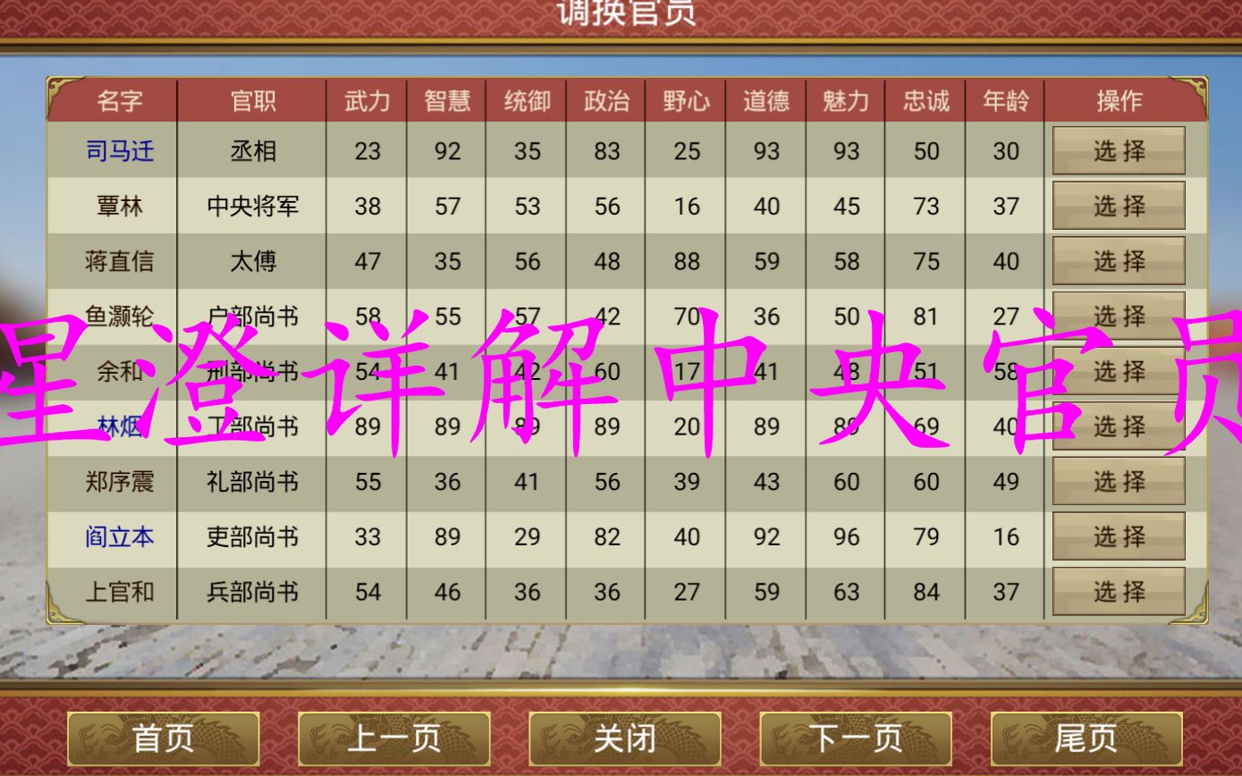 【星澄】《皇帝成长计划2》详细讲解中央官员的技能及重要性