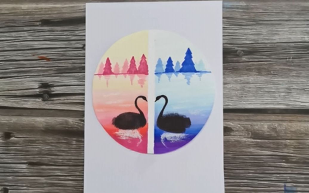 美术生祖传秘法绘画,仅需一个手指头,绘制全网最简单的天鹅图