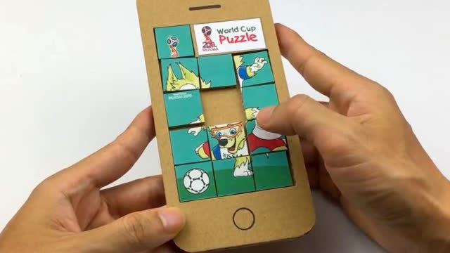 DIY小手工,用硬纸板制作世界杯吉祥物益智拼图游戏