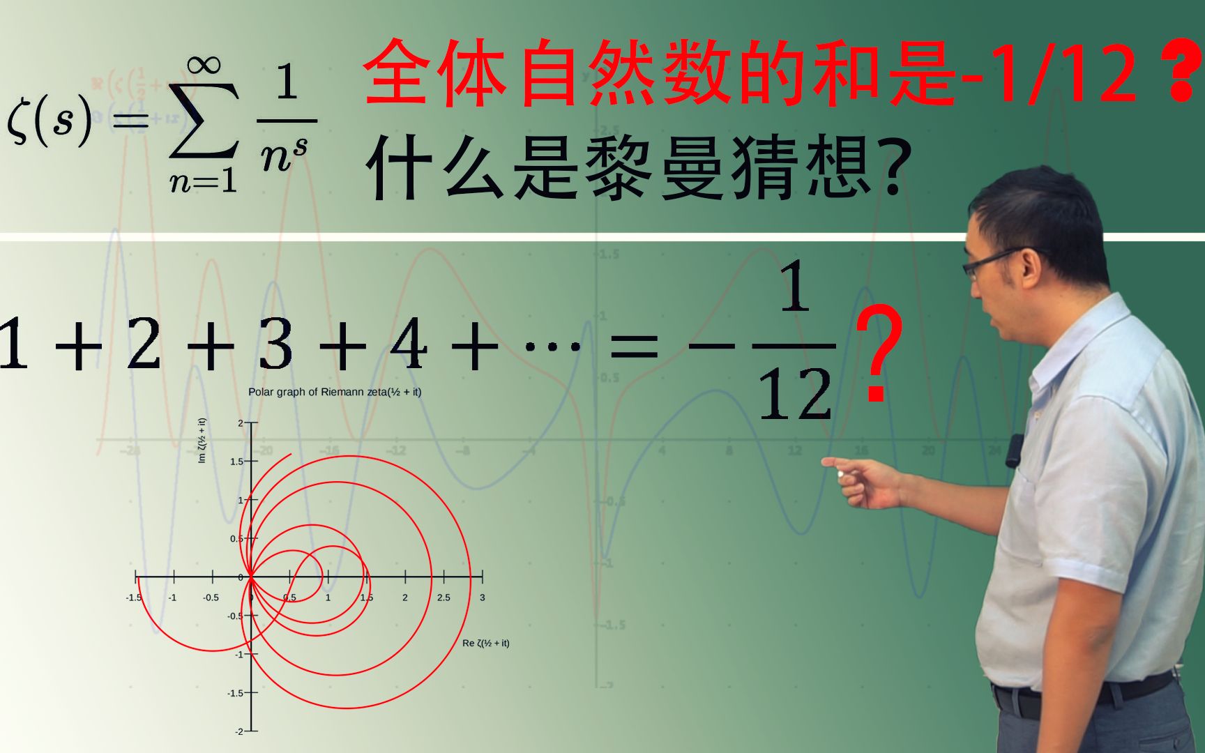 1+2+3+4+.=-1/12?李永乐老师讲黎曼猜想(1)