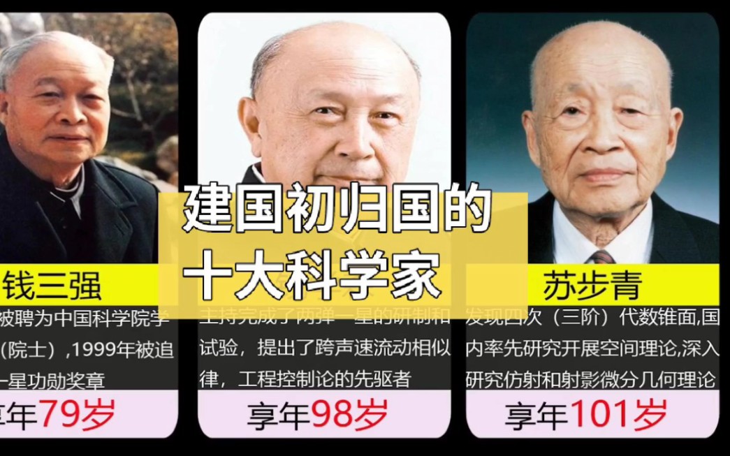 新中国成立初,归国的十大科学家