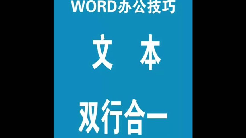 word 办公技巧 文本双行合一