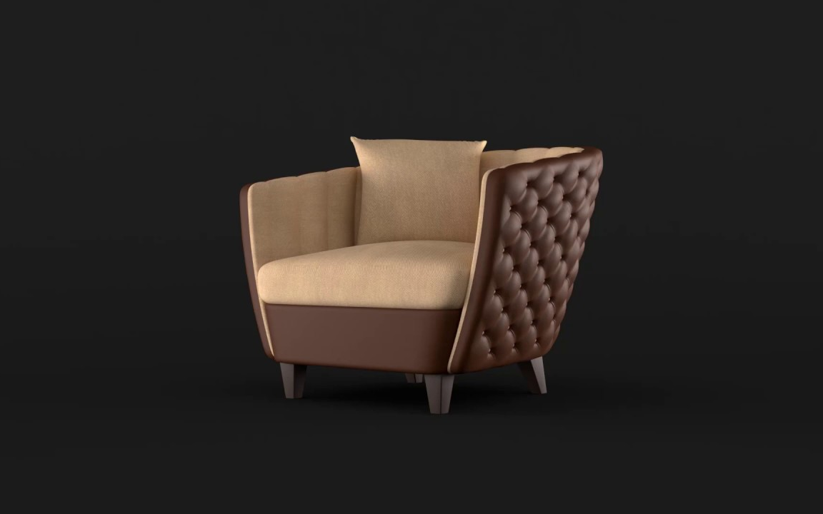 C4D真皮单人大沙发结构建模教程 WWW.C4DCN.COM