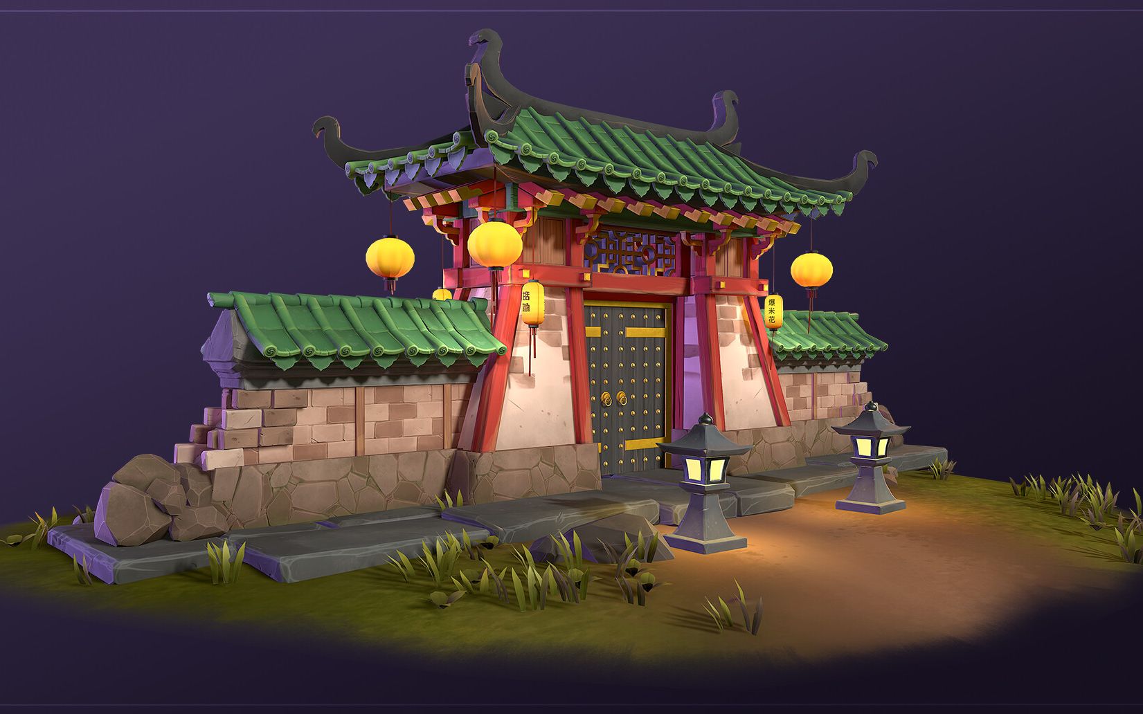 (3DMAX场景建模)古风场景大门制作全流程,3dmax从box开始从无到有