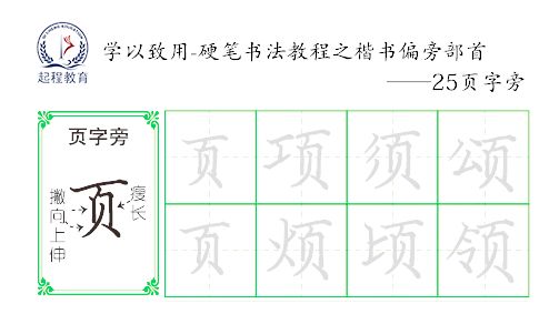 学以致用——硬笔书法教程之楷书偏旁部首第25集“页字旁”