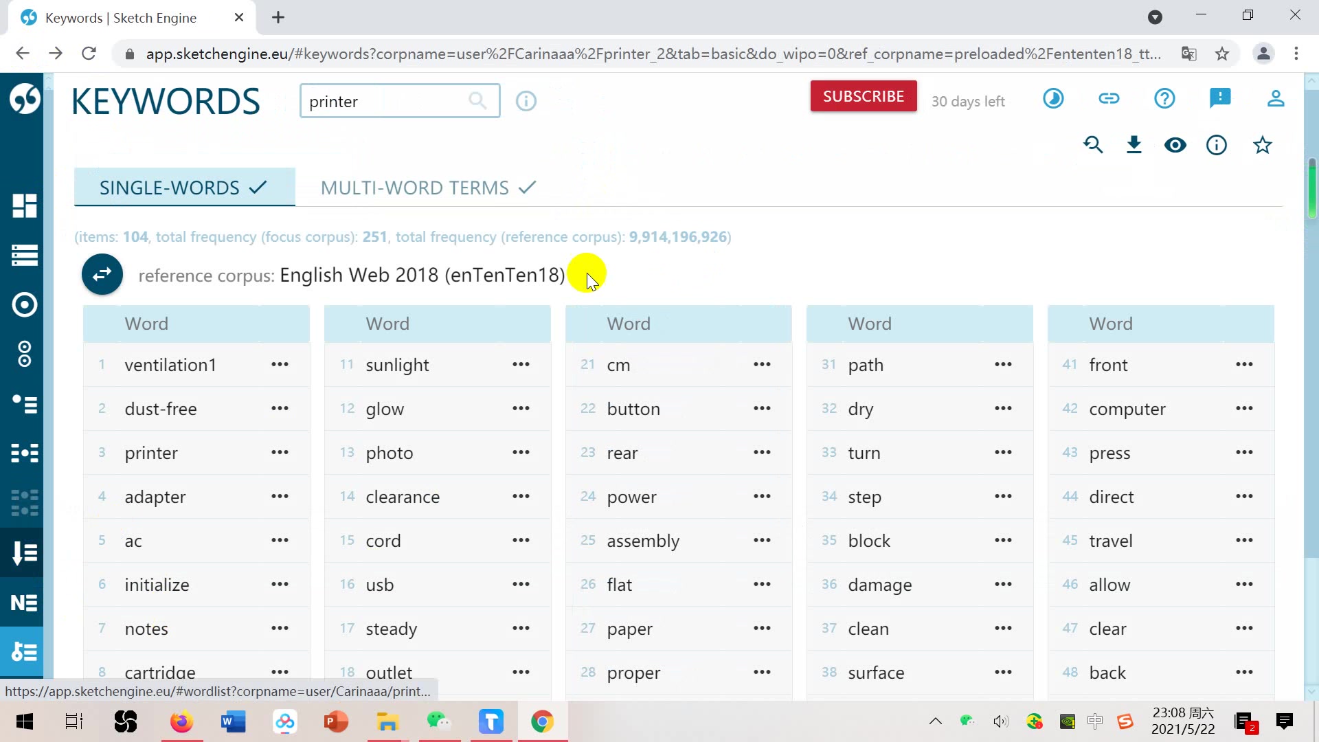 利用sketch engine提取术语