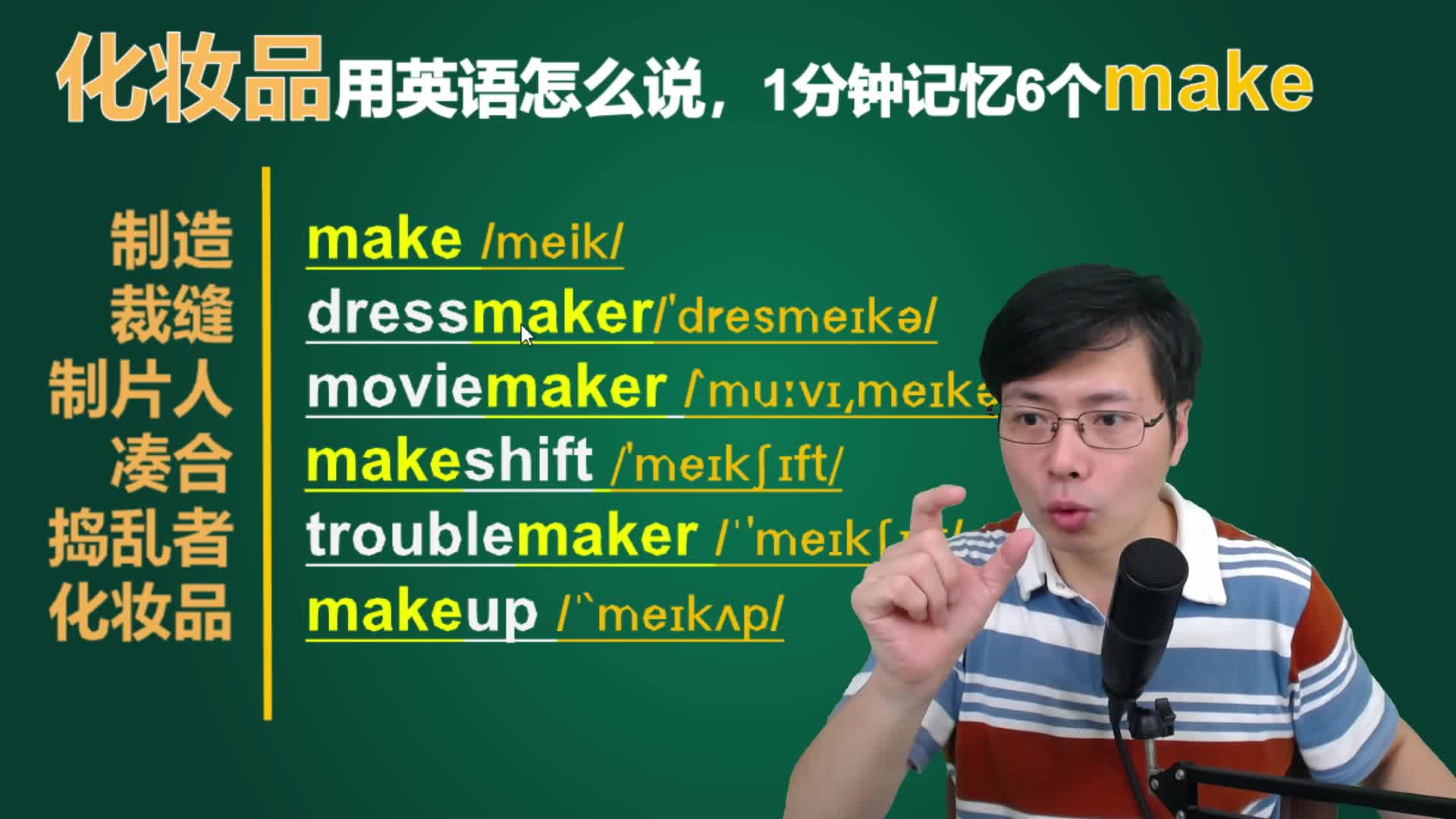 化妆品用英语如何表达?一分钟跟山姆老师记忆6个make相关单词