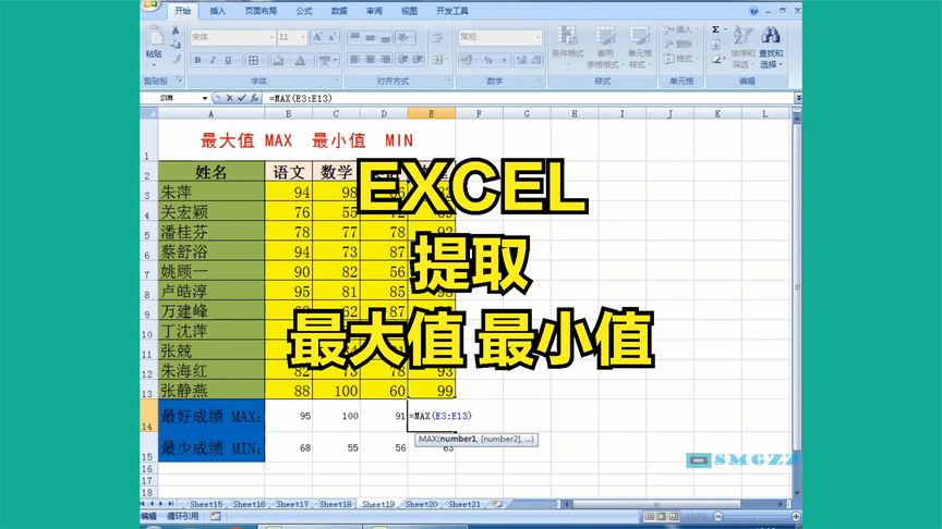 excel表格中,提取成绩中“最大值与最小值”你学会了么?