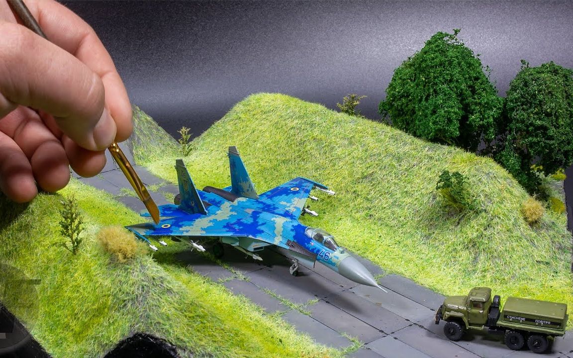 小号手 1/144 Su-27 "侧卫"战斗机模型场景制作