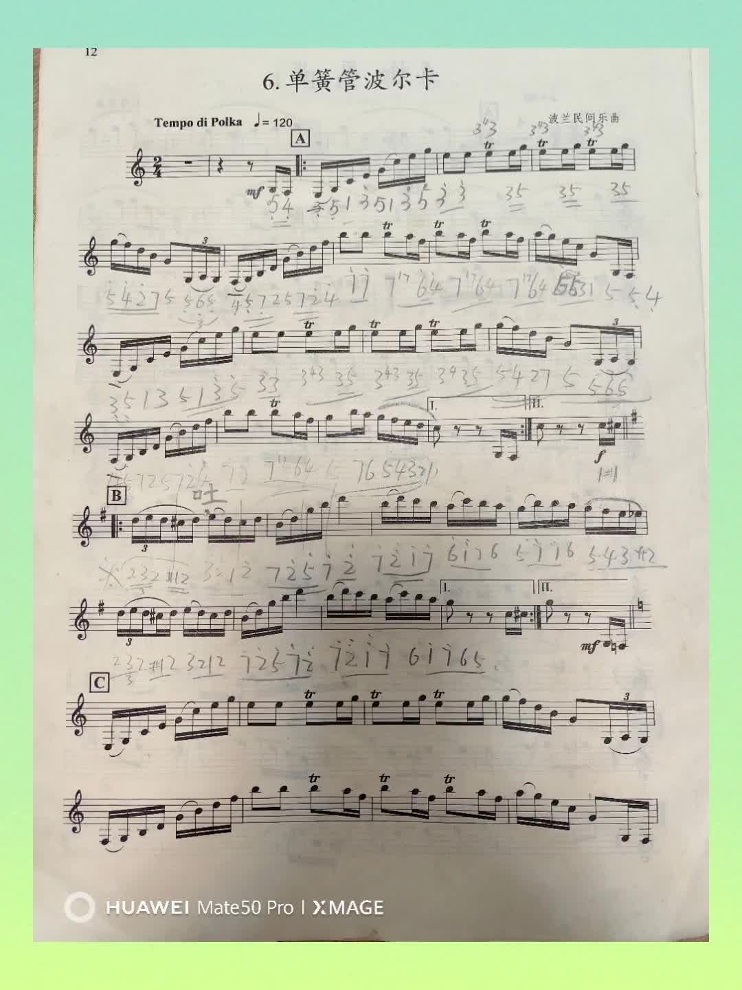 黑管黑管指法单簧管波尔卡曲谱