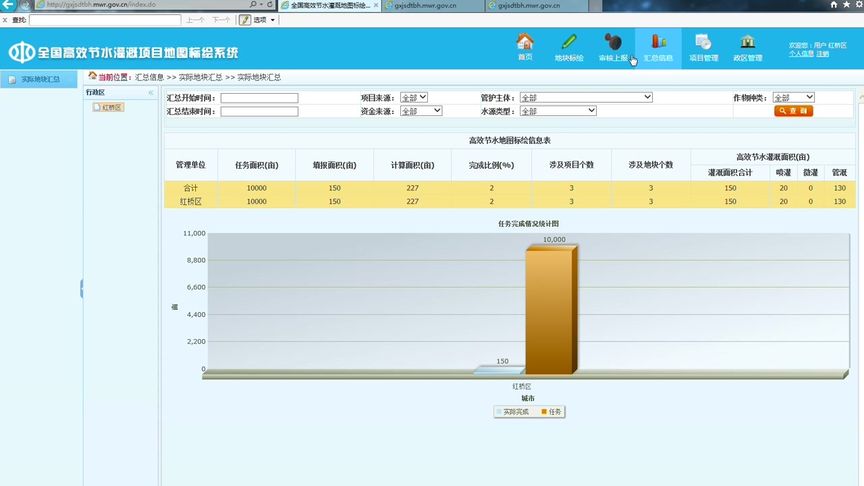 全国高效节水灌溉管理信息系统操作演示视频——07汇总信息