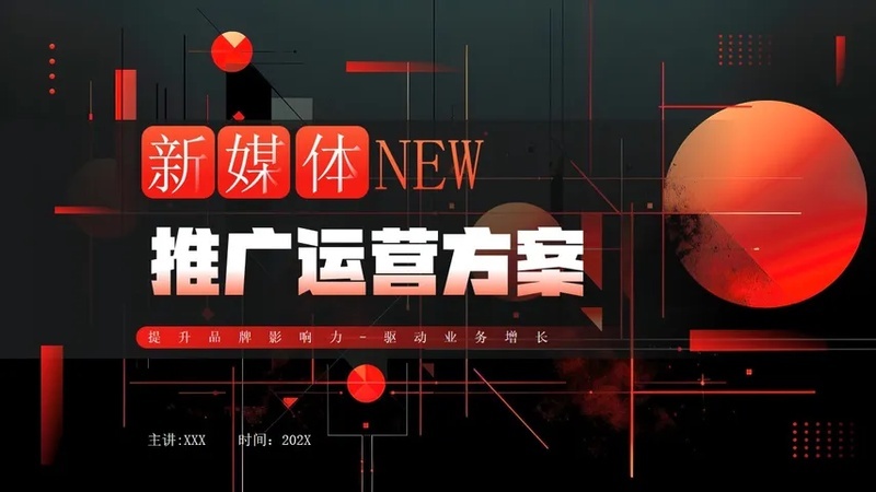 创意风新媒体推广运营策划PPT模板,PPT文件:wzppt(加个点