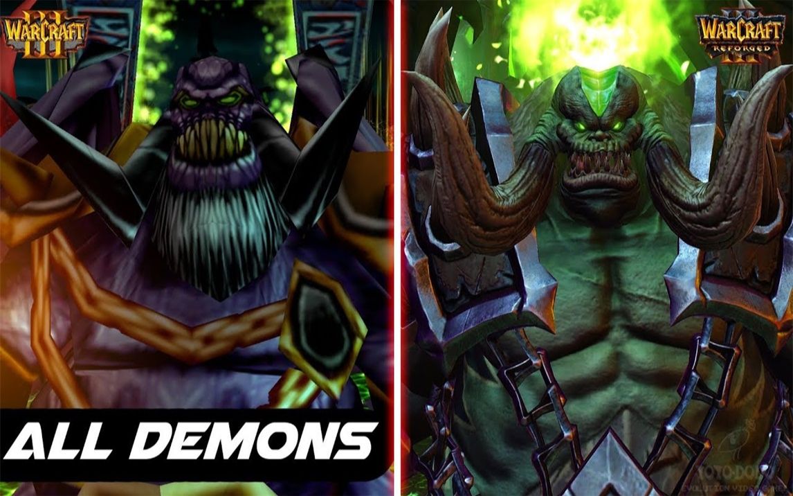 《魔兽争霸3》(原版)vs《魔兽争霸3:重制版》 燃烧军团 人物单位建模...