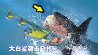 皮皮小游戏 第13集 模拟器:飞机坠落大海,谁知被巨型大白鲨盯上,结局...