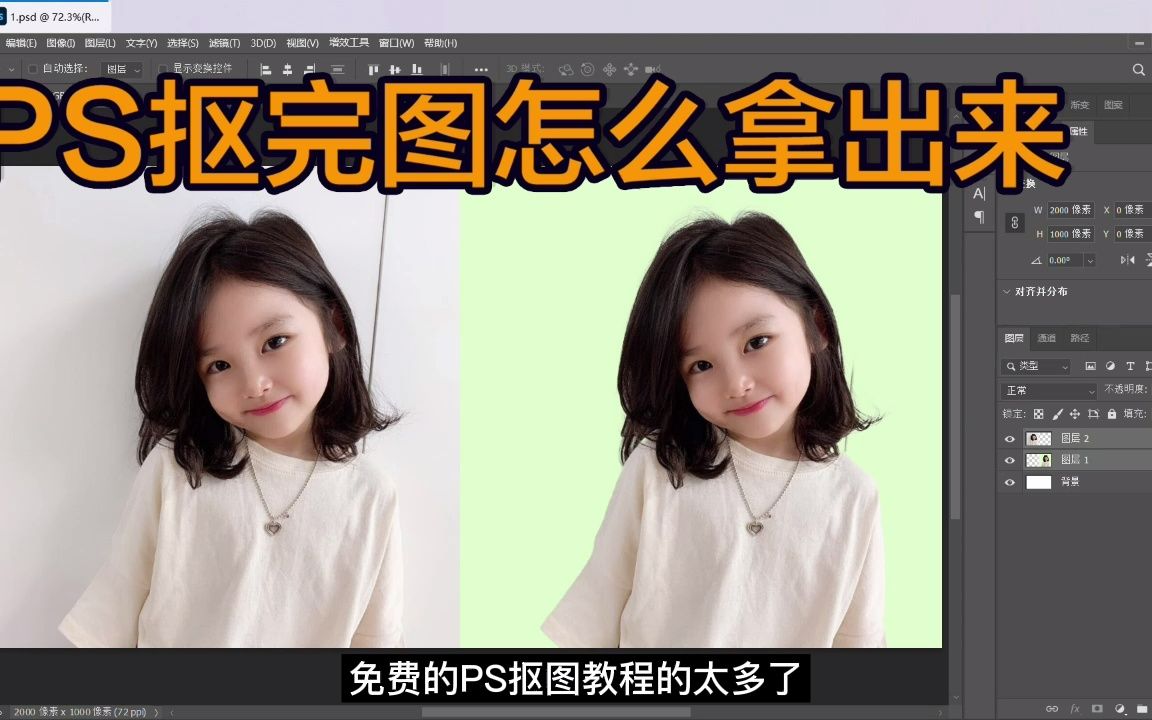 【PS新手入门教程】PS抠完图怎么拿出来,不要背景如何做