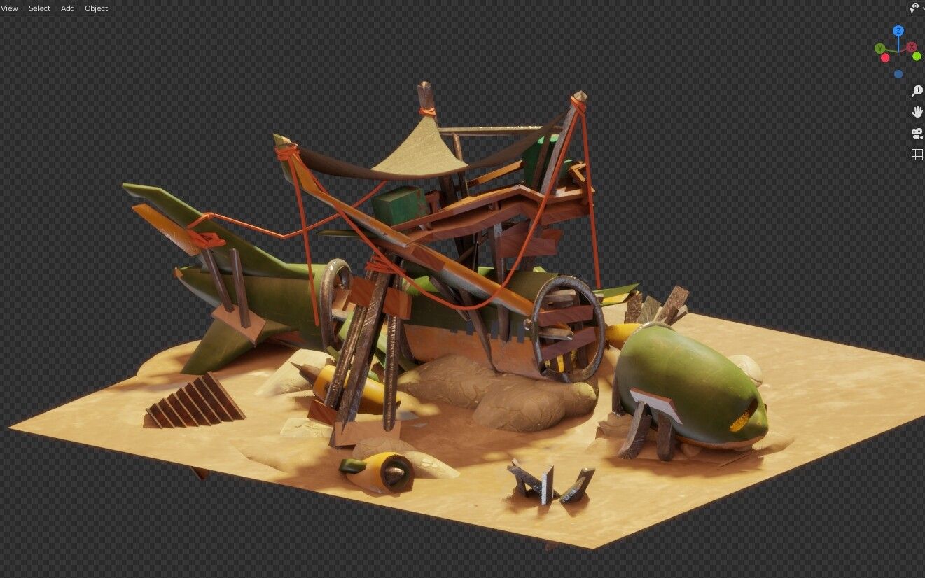 3dmax沙漠飞机场景布局