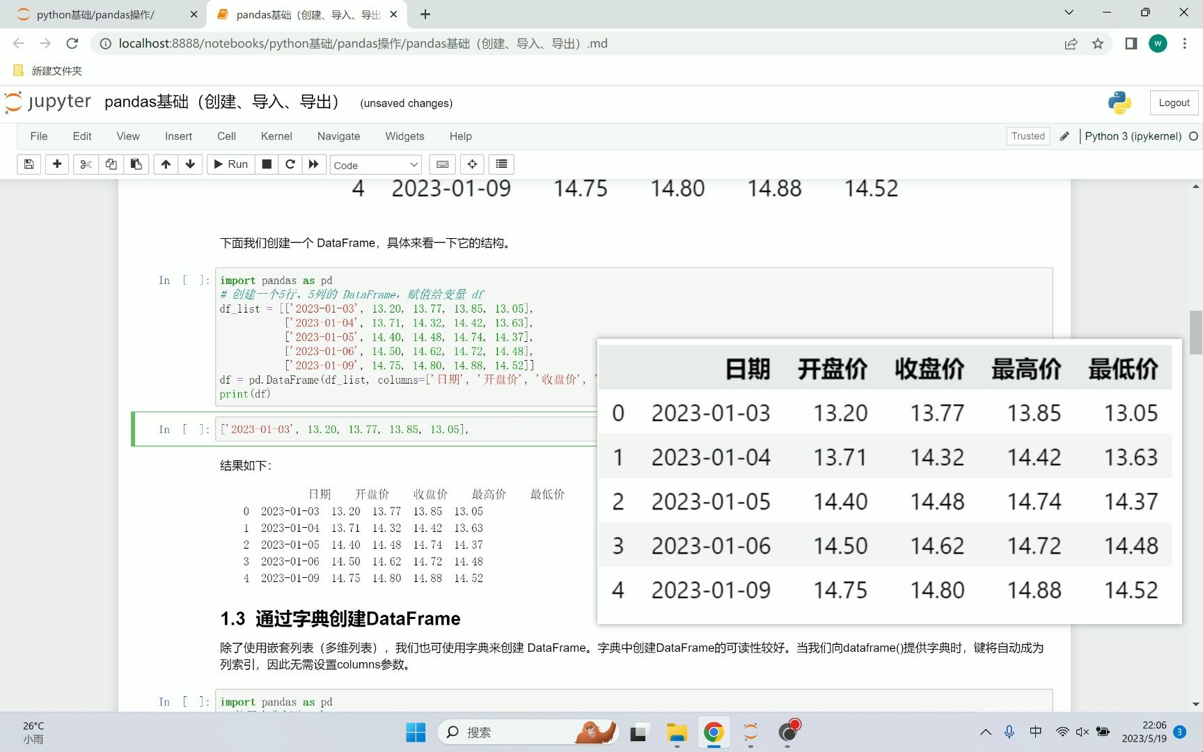 pandas基础:数据框的创建