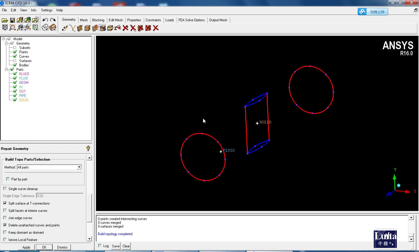 用ICEM软件对管内叶片模型进行结构网格划分