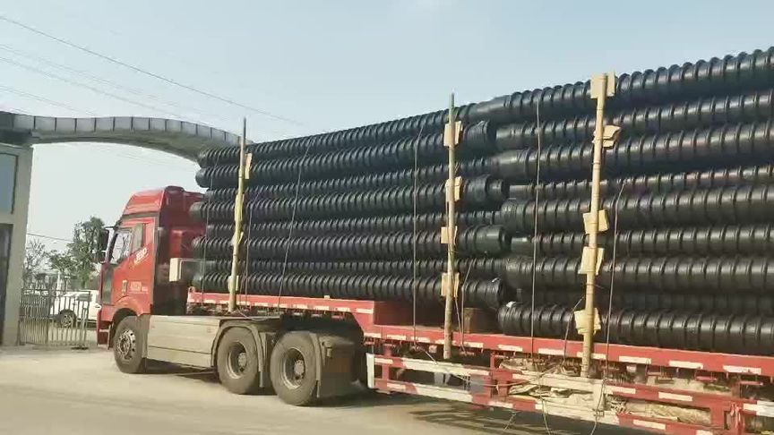 上洋牌全新料HDPE克拉管(缠绕结构壁B型管)17米5挂车装车中