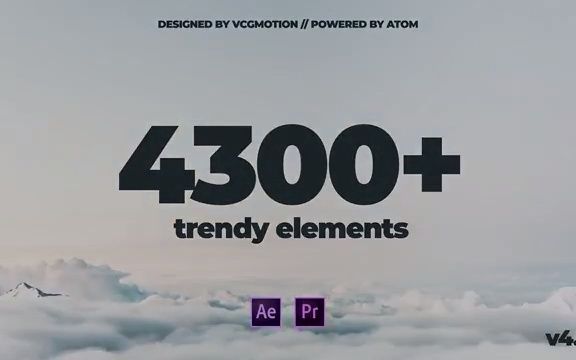AE脚本、PR模板-4300种文字标题排版设计LOGO图形元素音效转场...