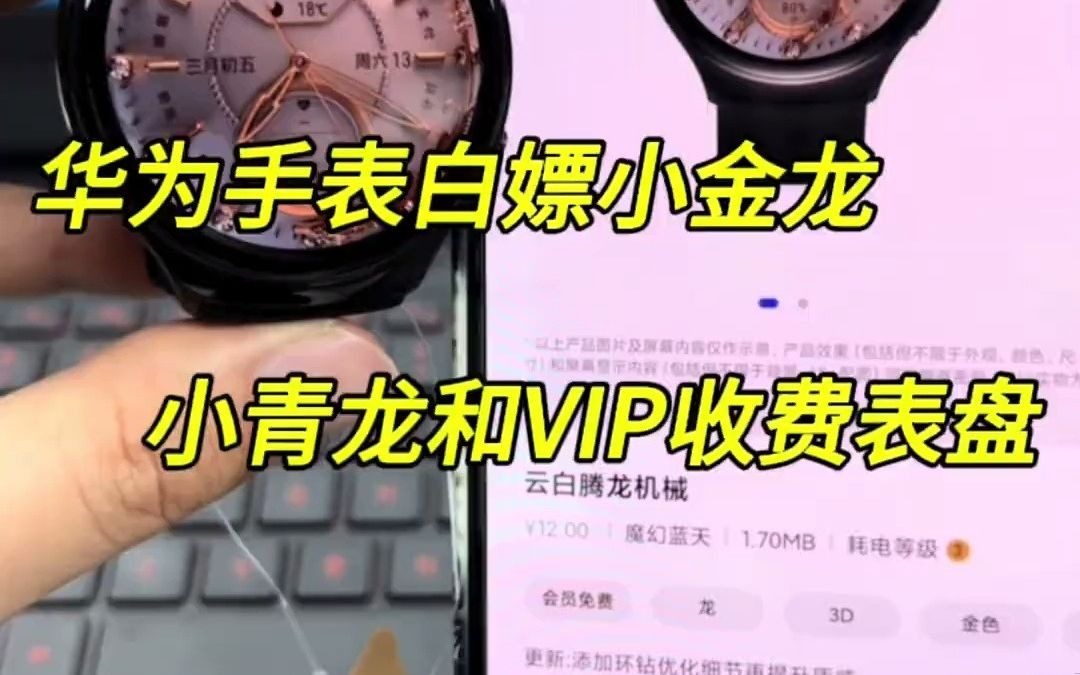 162_华为手表白嫖表盘教程来了 VIP表盘小金龙 小青龙都是可以白嫖...