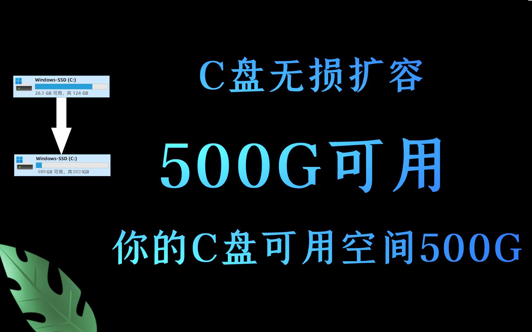 【C盘无损扩容】你的c盘可用空间500G