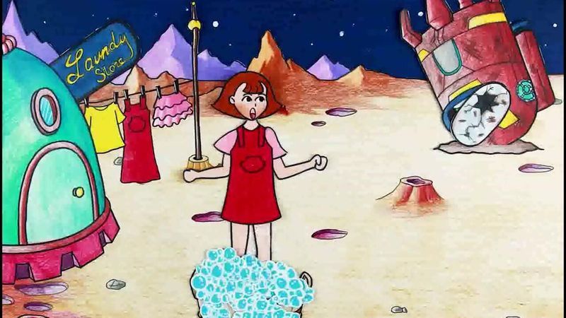 定格动画:小女孩竟然去到了太空