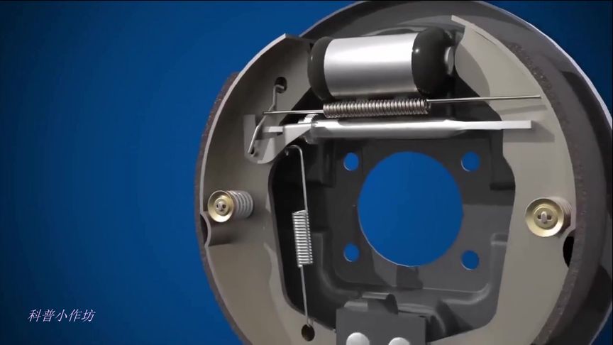 3D效果下汽车的鼓式制动器是如何工作的