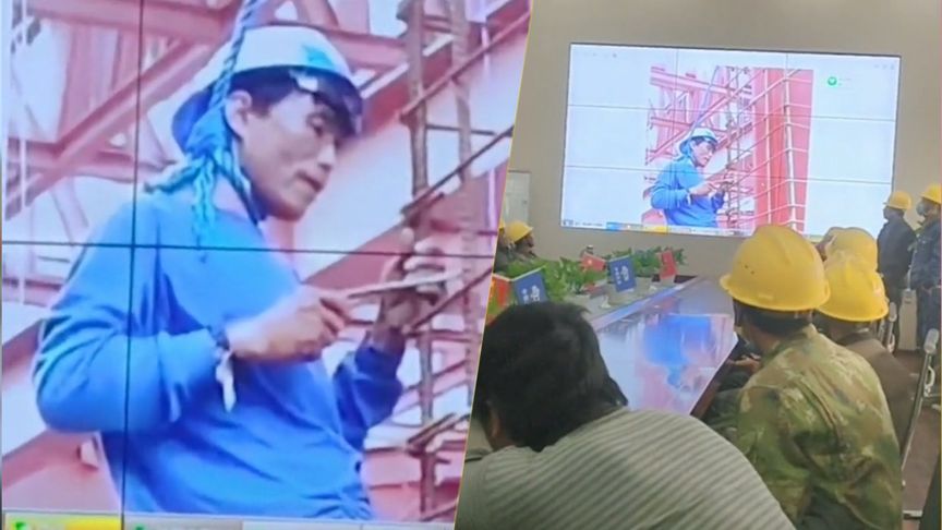 施工公司会议的反面教材 :安全绳“套”脖子不可以