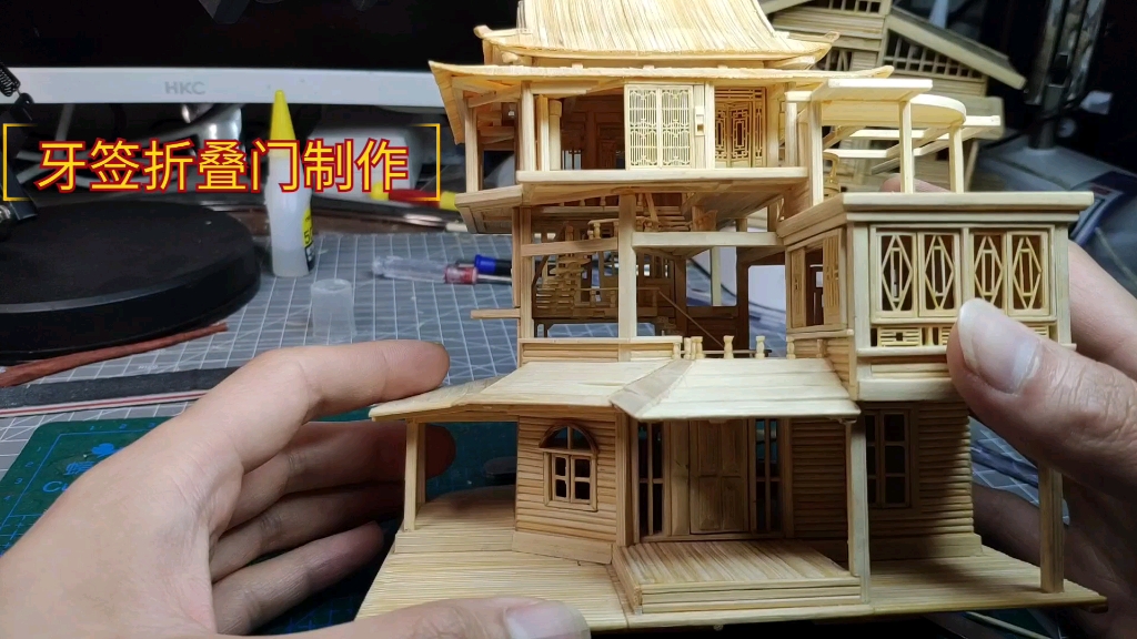 【小木屋制作】牙签筷子制作,细节部分,虽然只是一扇门,但是该有的...