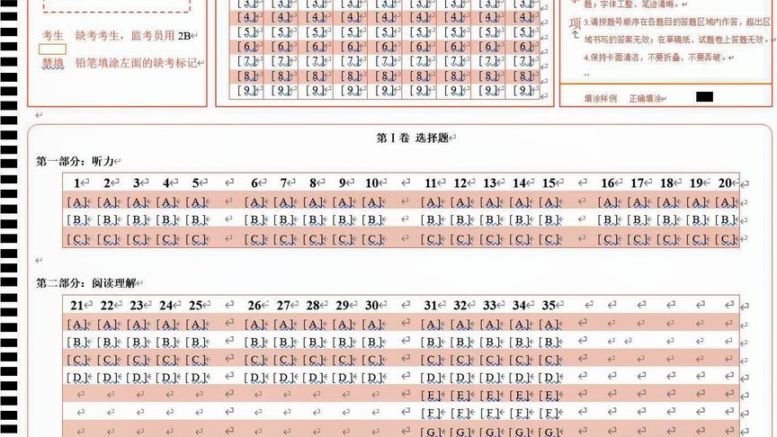 高一高二高三家长找了好久的新高考英语答题卡,在这里了