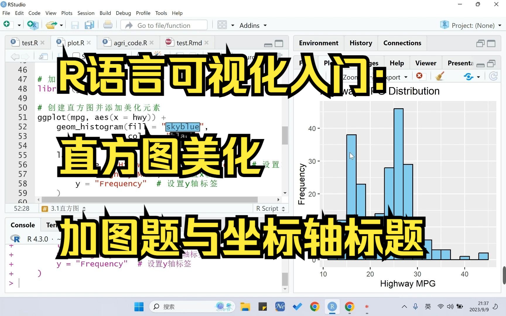 R语言可视化入门:直方图美化、利用labs函数给可视化图形加图题与...