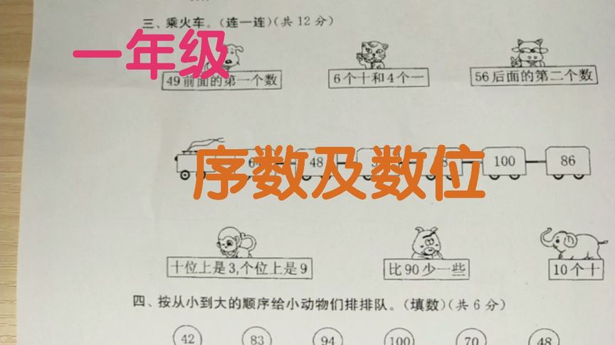 一年级数学知识点:序数和数位题型讲解,一起来学习啦