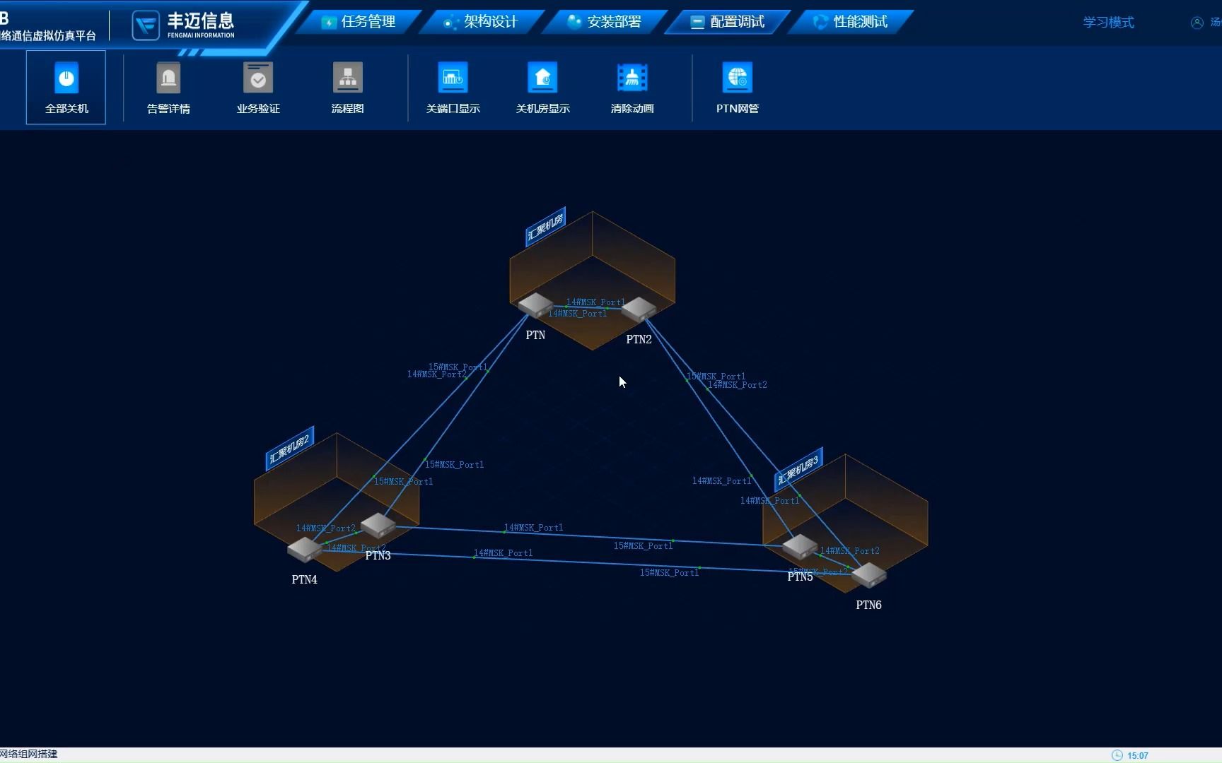 实验工坊WEB版-光传输网络-PTN典型网络组网搭建案例