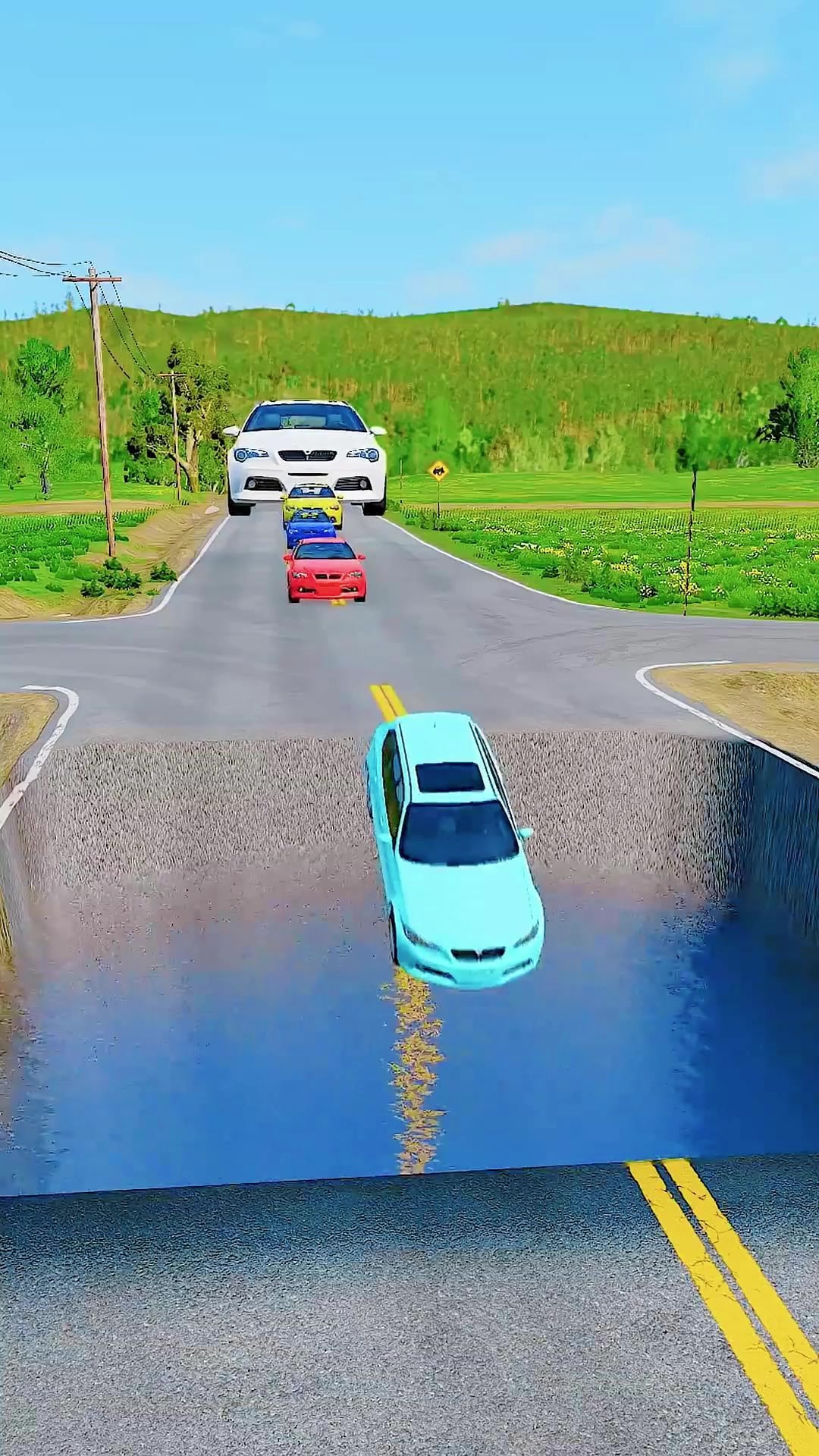 小汽车到大汽车们过各类陷阱路#汽车动画 #惊险刺激 #儿童动画 #车祸...