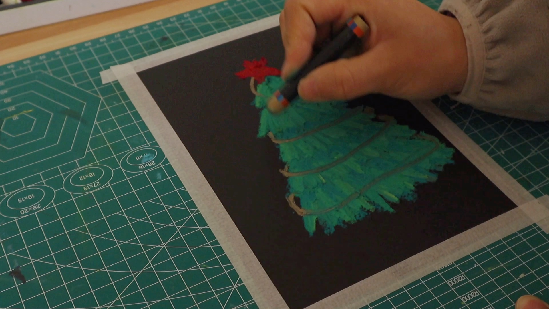 【国产油画棒绘画过程】一颗圣诞树