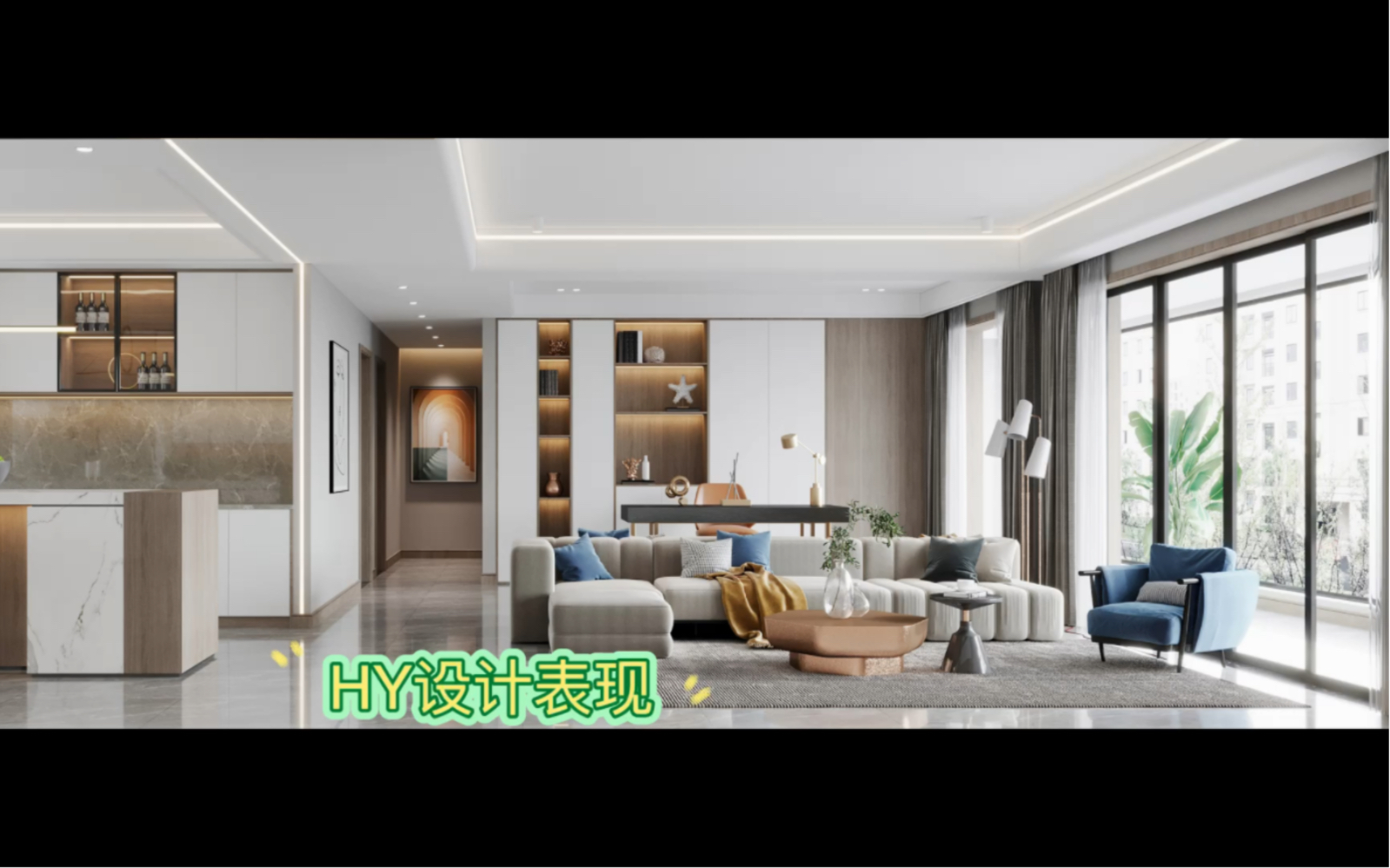 HY设计表现制作|3dMax现代风格家装效果图