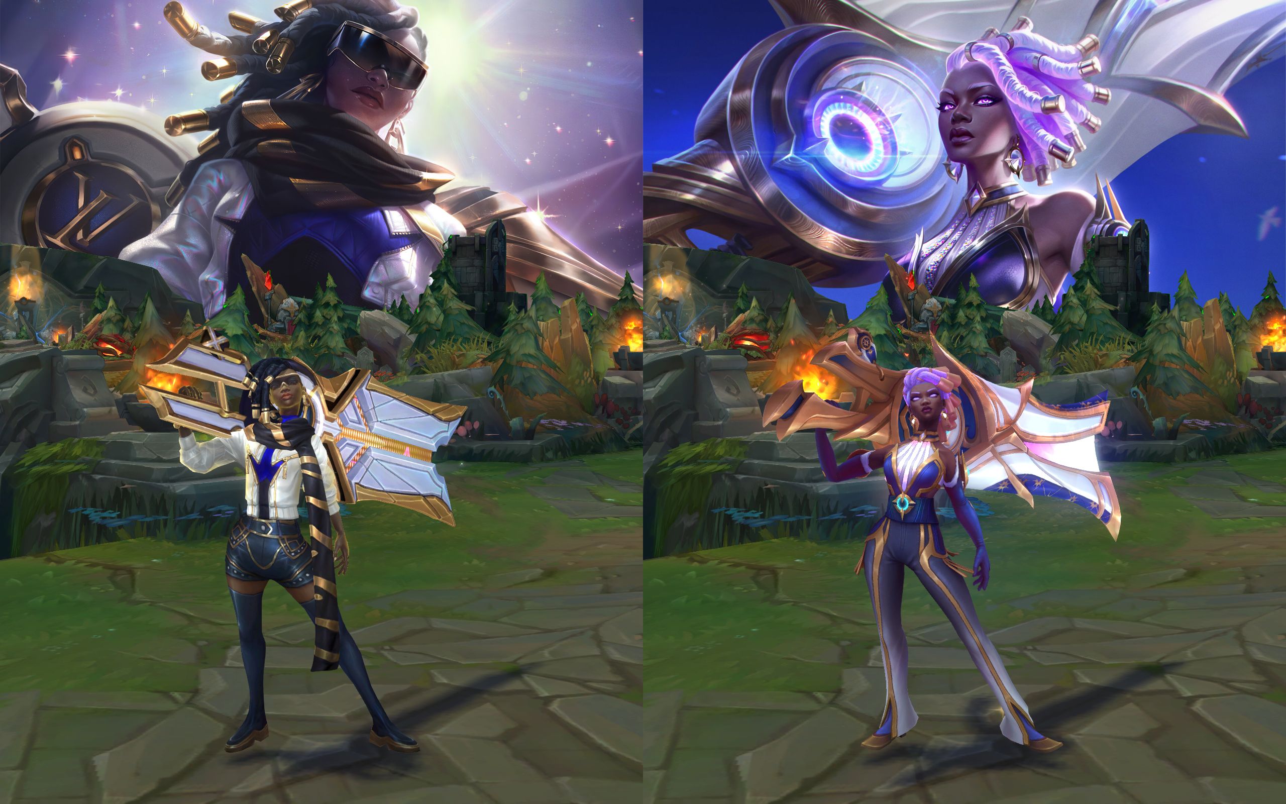 【英雄联盟】至臻 赛娜 真实伤害/月蚀骑士 特效&3D 对比