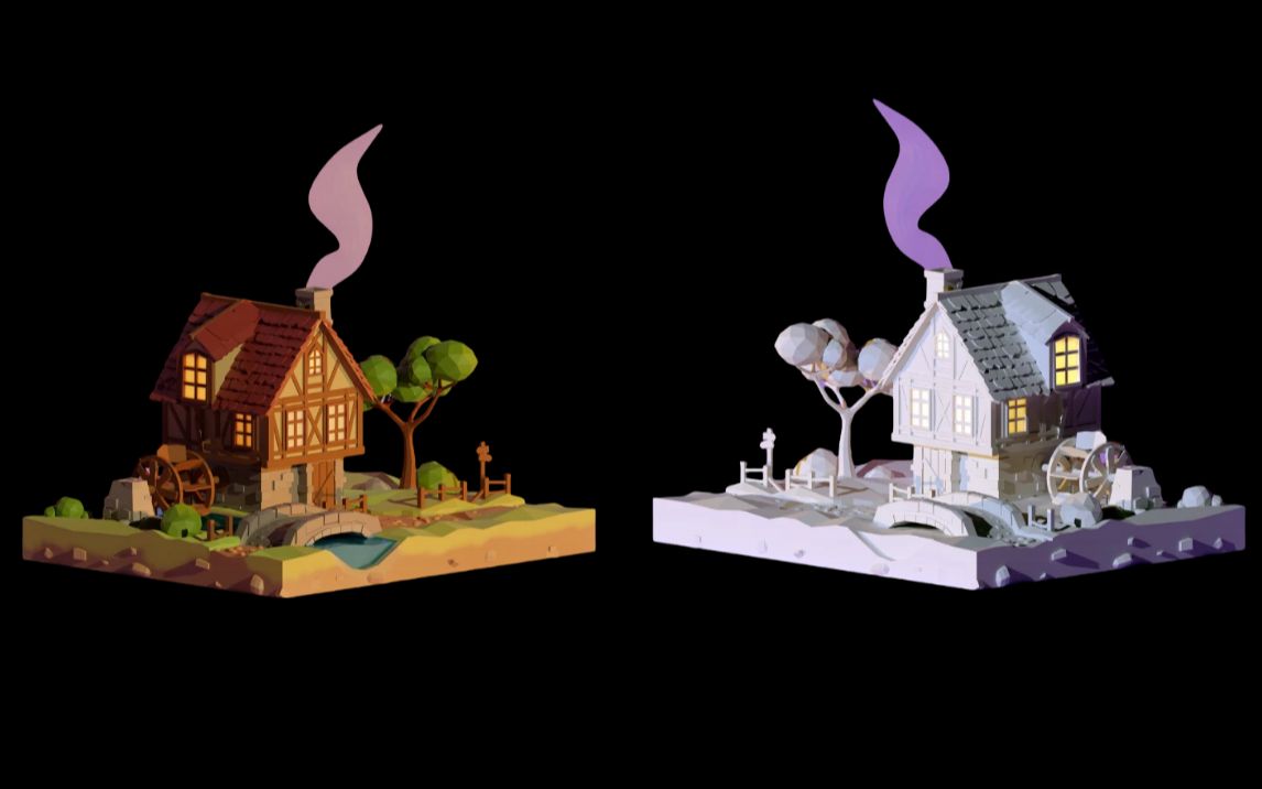 【3DMAX】卡通场景建模 新手小白也能学会的场景建模教程