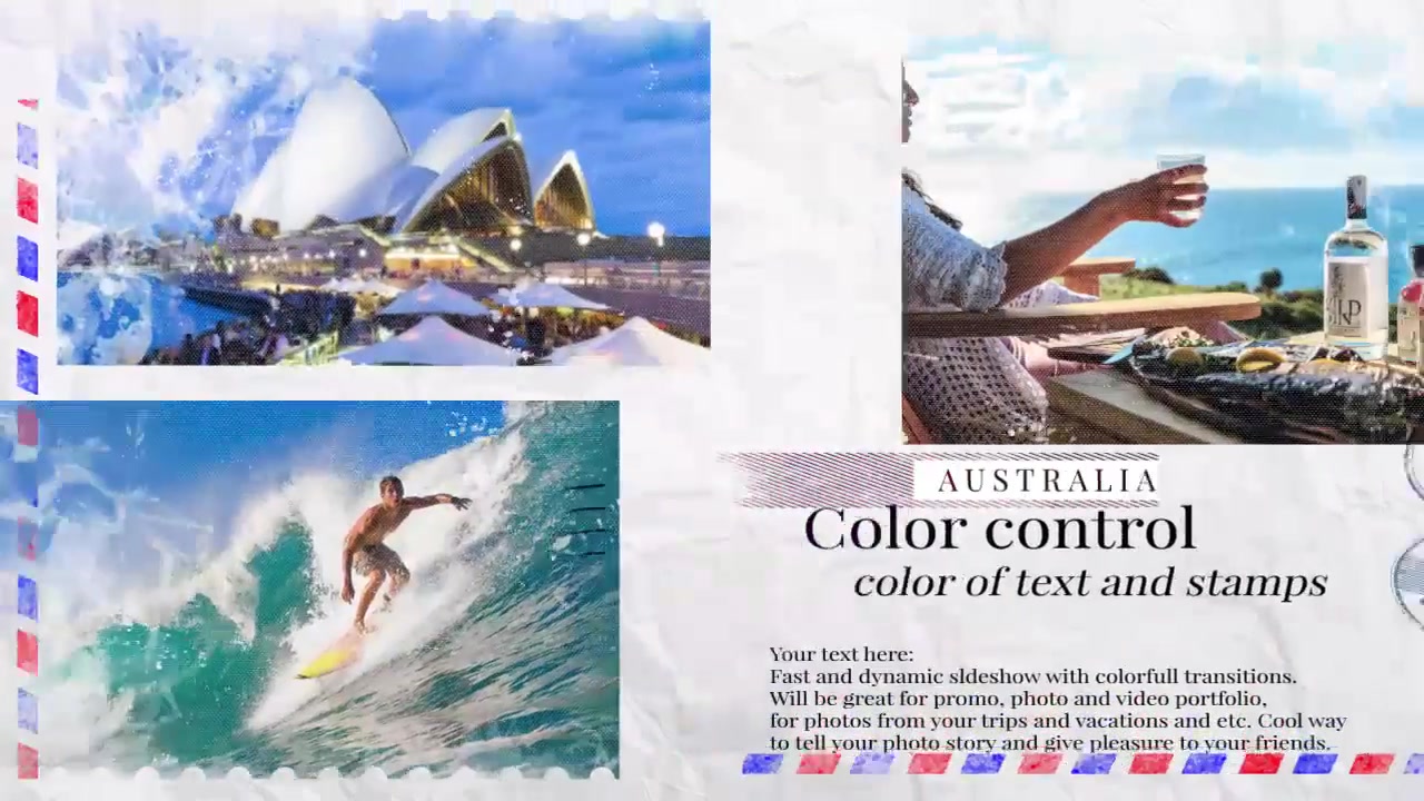 旅行明信片相册动画AE模板