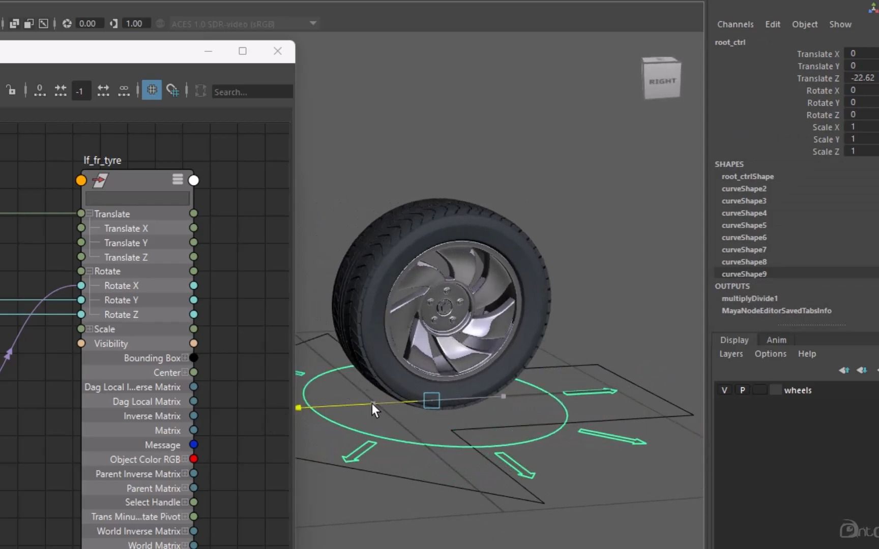 Maya轮胎绑定自动车轮旋转(转稿)