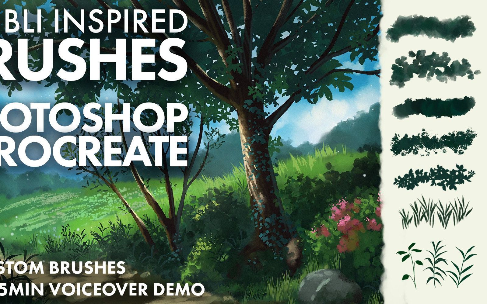 Photoshop 2020绘画吉卜力风格场景!(笔刷原文件下载)