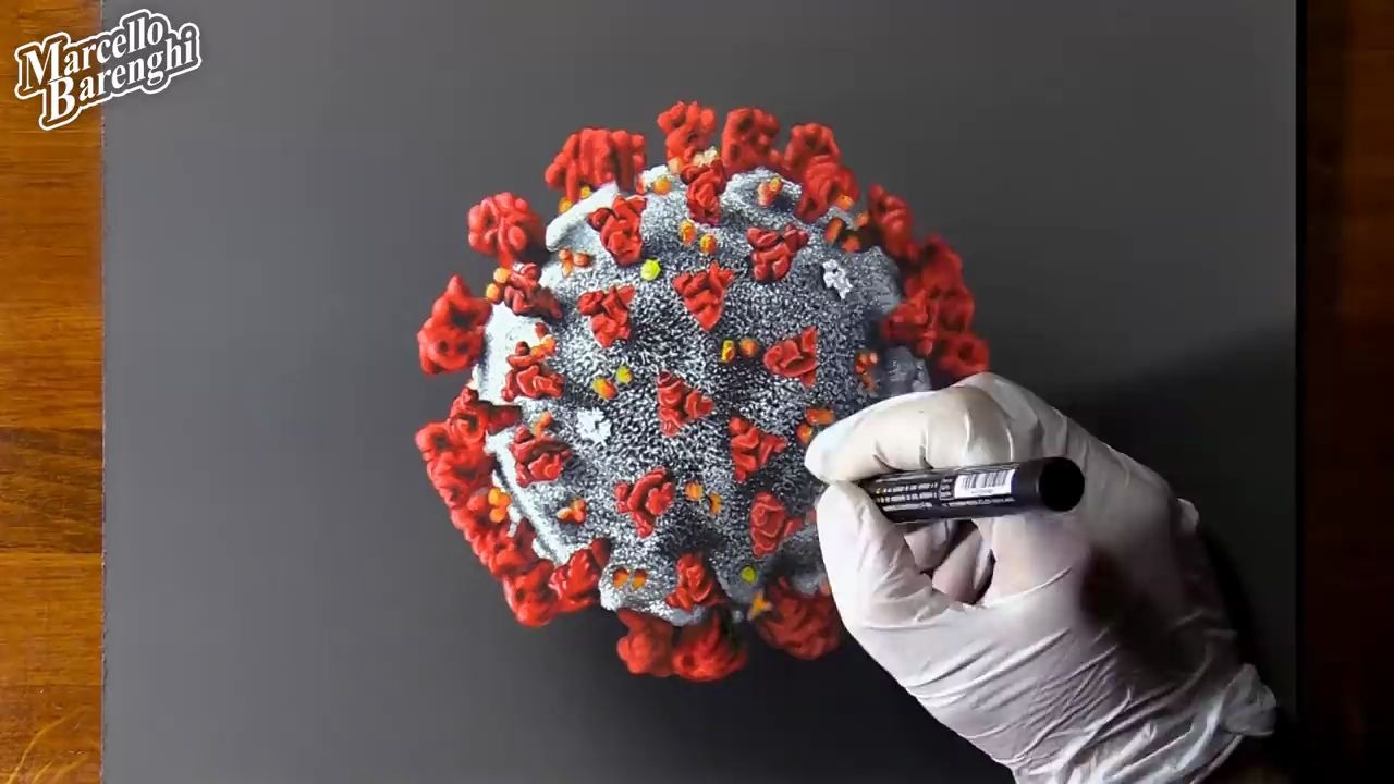 【绘画】看得我头皮发麻的病毒“肖像”,大神的画画过程带你“直面...