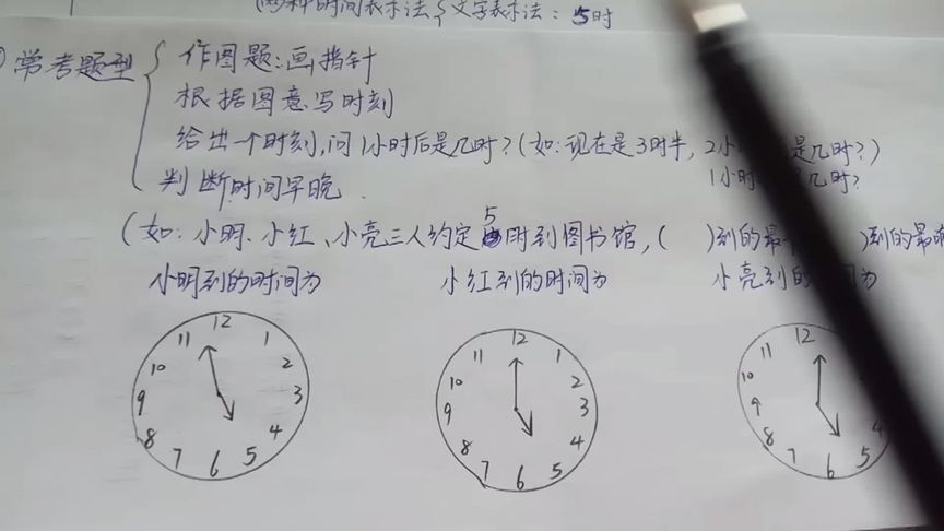 小学一年级认识钟表题型总结!四种题型,你都掌握了吗?
